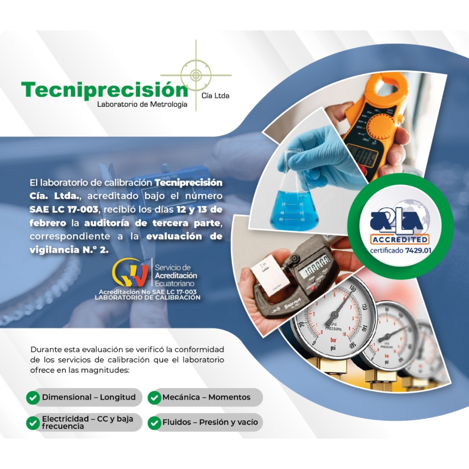 Acreditación A2LA - Tecniprecision Cia. Ltda.